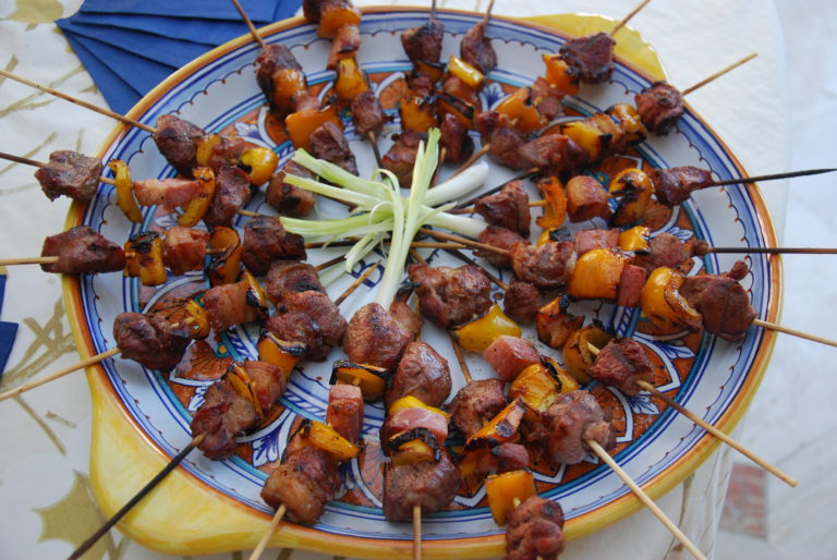 Spiedini d’agnello (Lamb, pancetta, and pepper skewers) - Our Italian Table