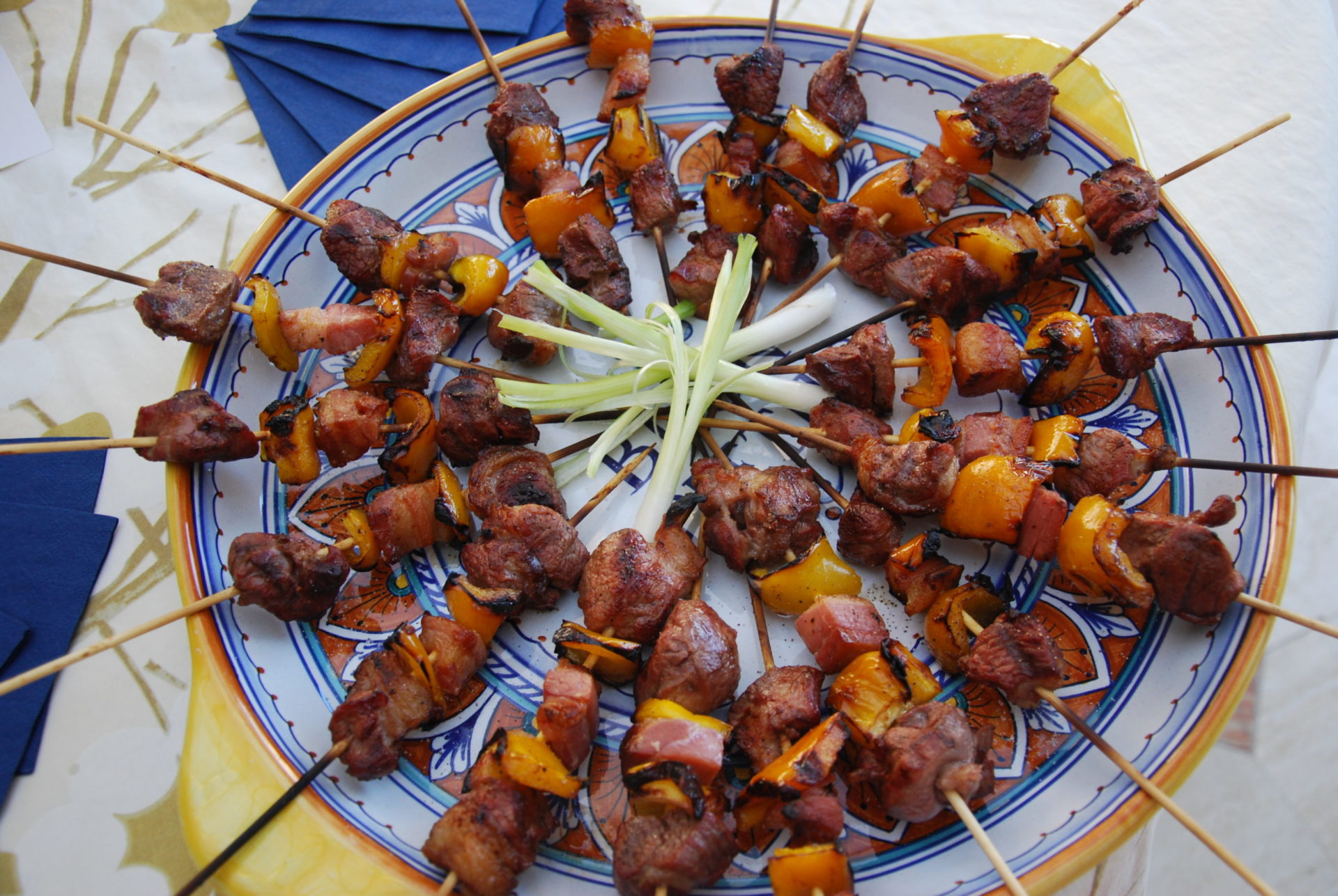 Lamb, pancetta and yellow pepper skewers - Our Italian Table