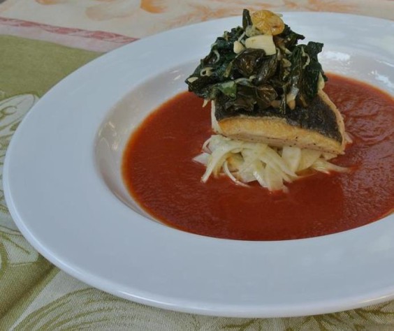 Roasted black cod and pickled fennel in a saffron tomato brodetto - Our ...