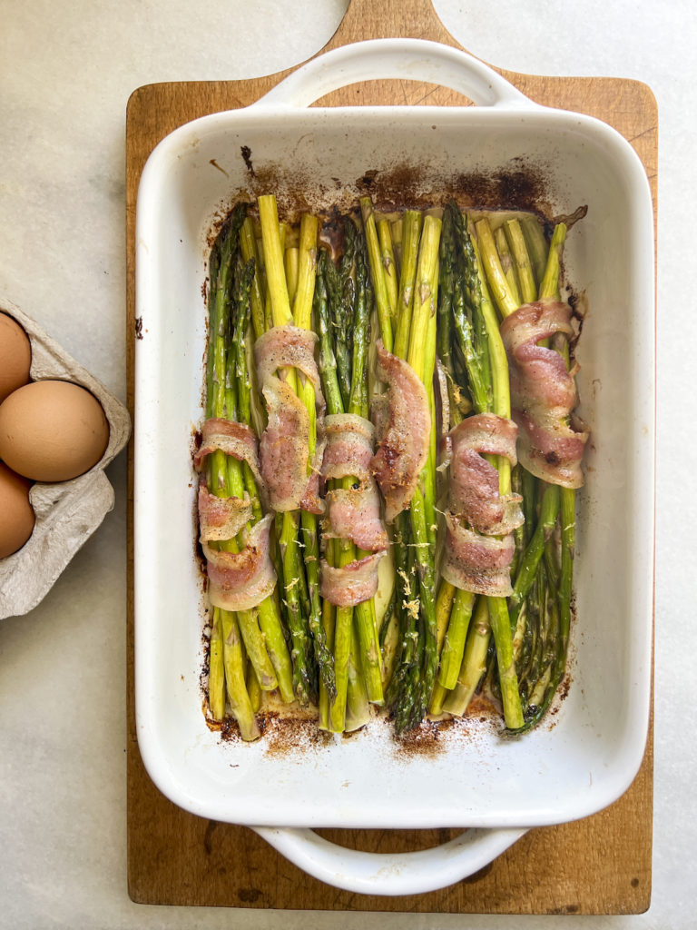 Pancetta-wrapped Asparagus with Eggs - Our Italian Table