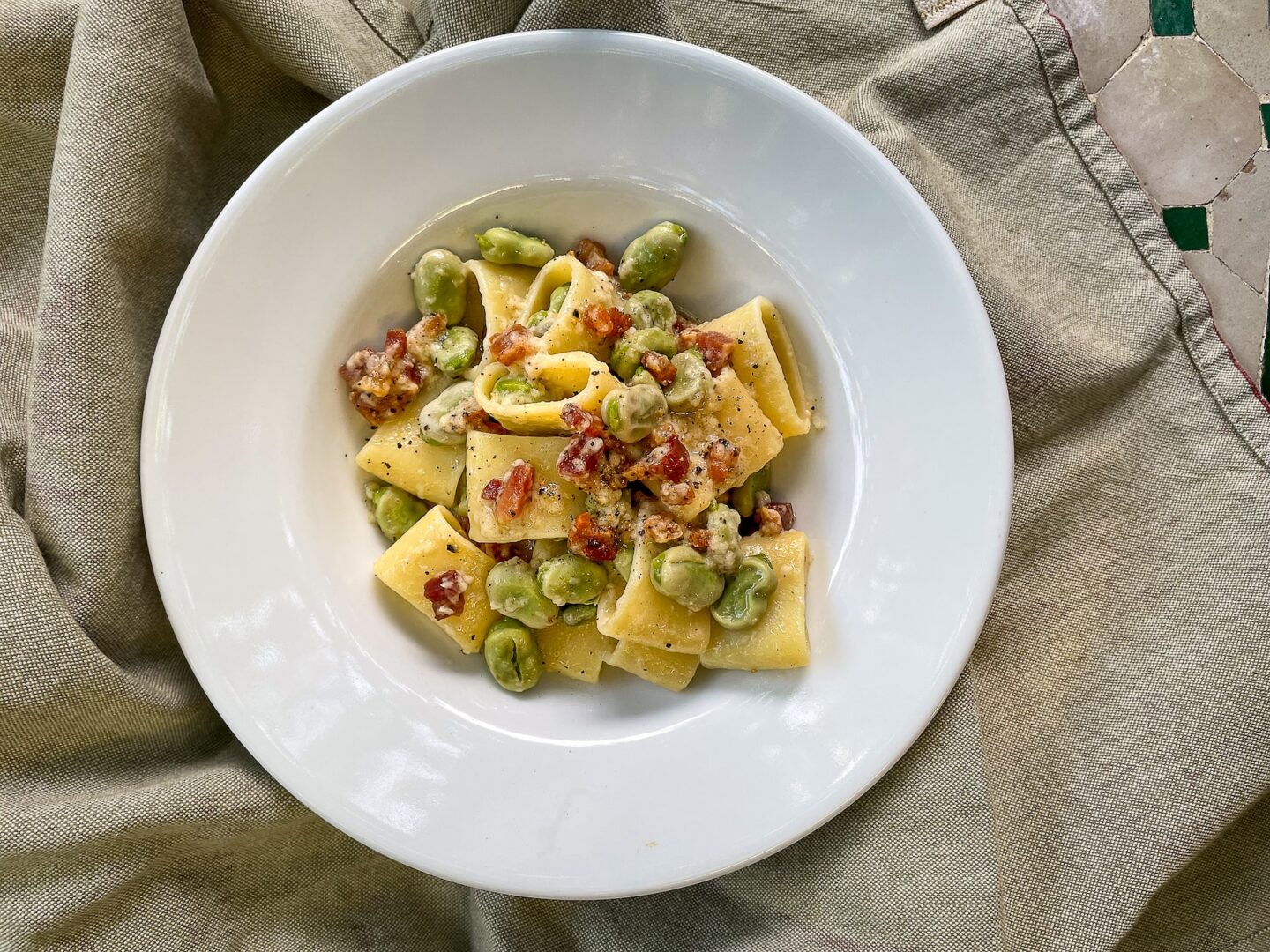 Pasta alla Gricia with Fava Beans - Our Italian Table